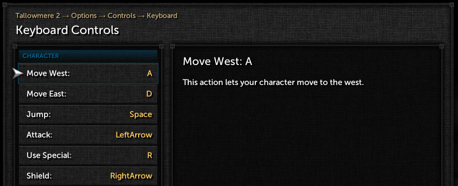 Tallowmere 2 – Controls